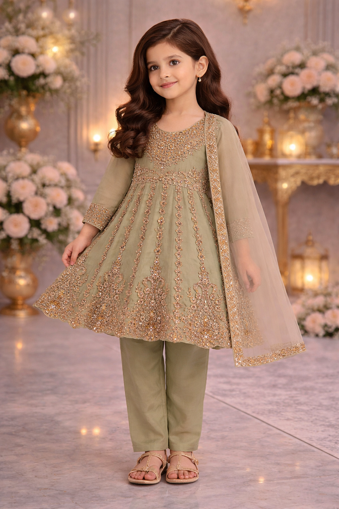Baba Posh Girls Embroidered chiffon 3PC Suit BPG-04 – Lailas Clothing