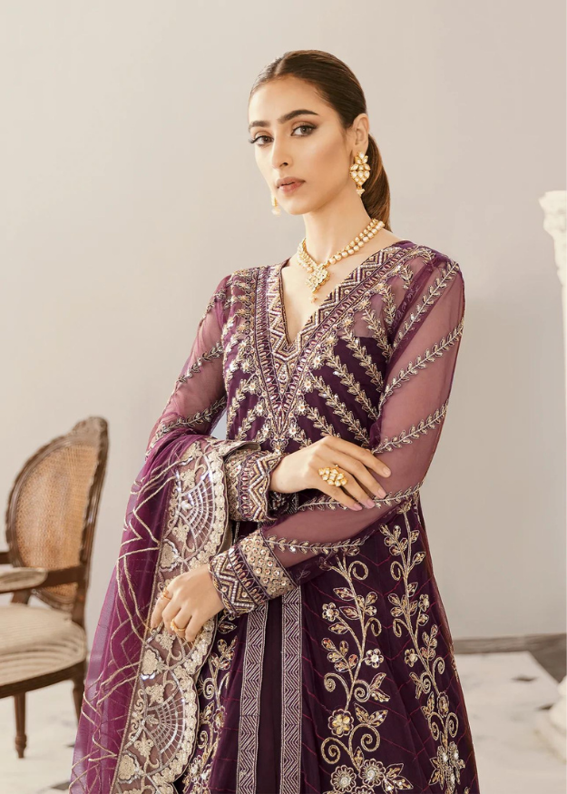 Akbar Aslam Embroidered Net 3 Piece Suit Gladiolus – Lailas Clothing
